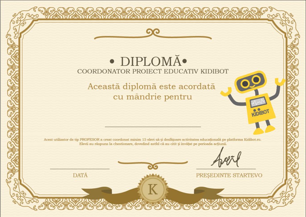 Diplome și certificate Kidibot pentru profesori - KIDIBOT - Bătăliile ...